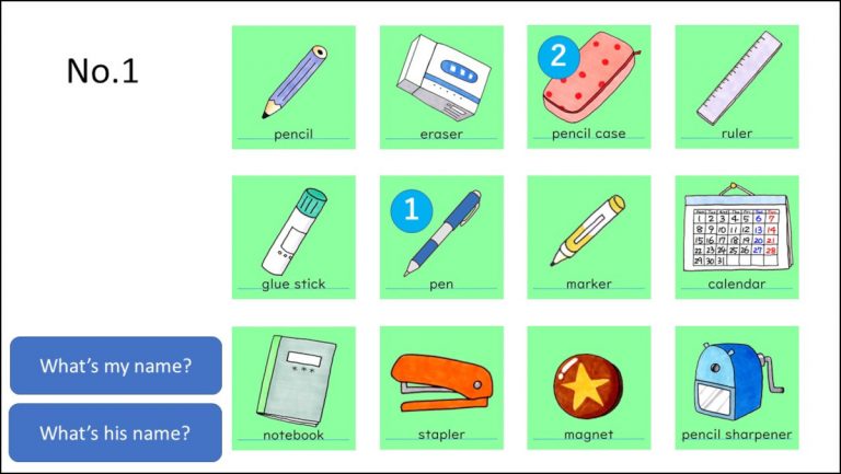 小4らくらくUnit 5「Do you have a pen?｣①【モトヨシ先生のスライドde外国語活動】｜みんなの教育技術