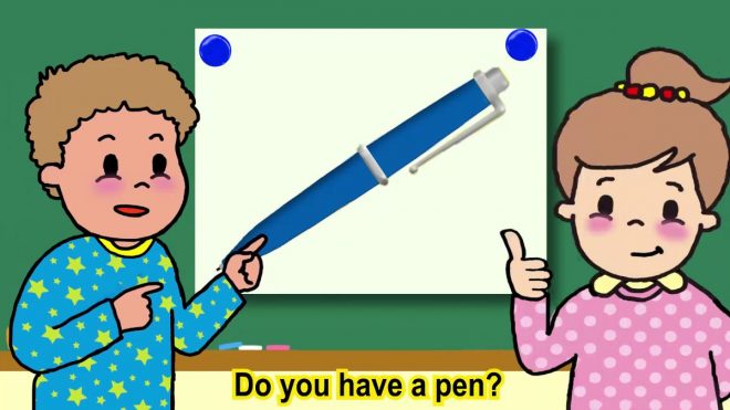 小4らくらくUnit 5「Do you have a pen?｣①【モトヨシ先生のスライドde外国語活動】｜みんなの教育技術