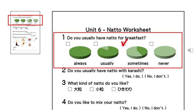 小6らくらくUnit 6「Let's think about our food.｣①【モトヨシ先生のスライドde外国語】｜みんなの教育技術