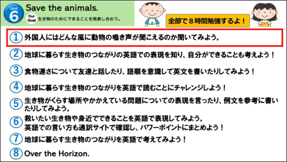 小6らくらくUnit 6「Save the animals.｣①【モトヨシ先生のNEWスライドde外国語】｜みんなの教育技術